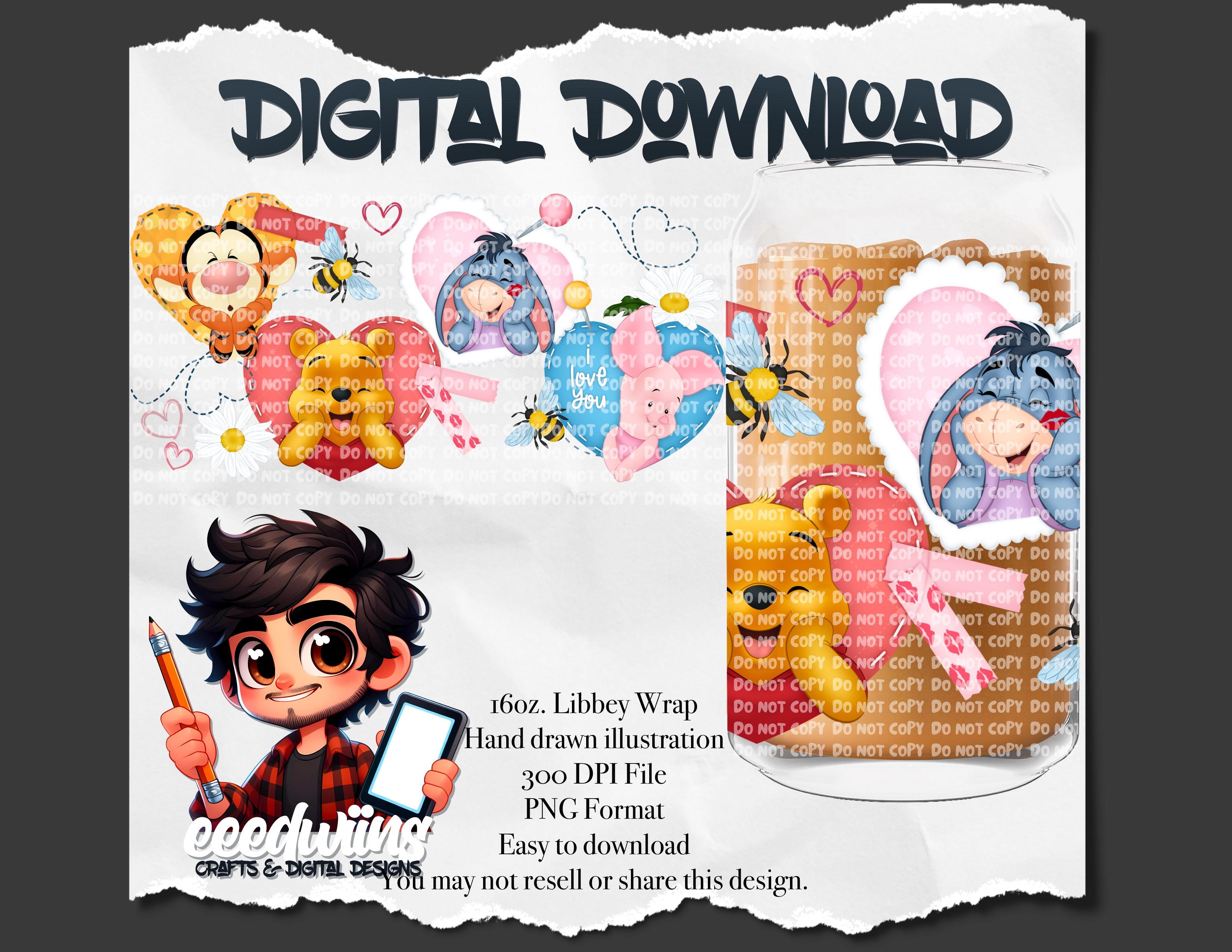 16OZ DIGITAL DESIGN - VALENTINE FRIENDS – eeedwiinscrafts.com